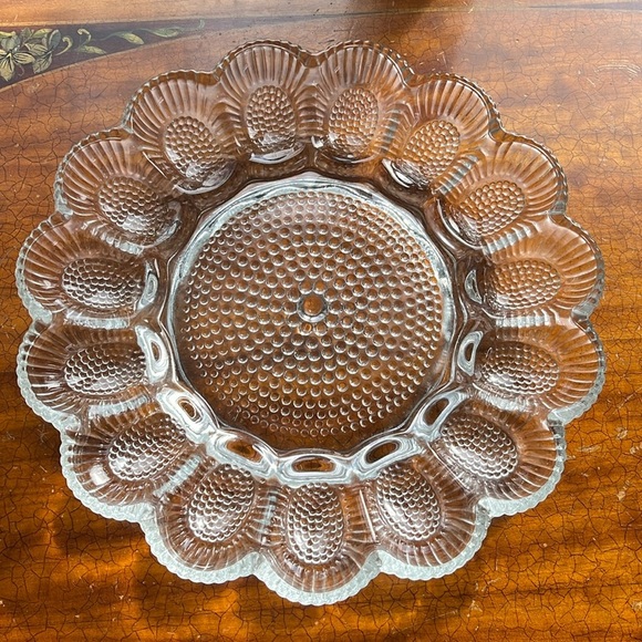 unknown | Dining | Vintage Clear Glass Deviled Egg Plate With Hobnail ...